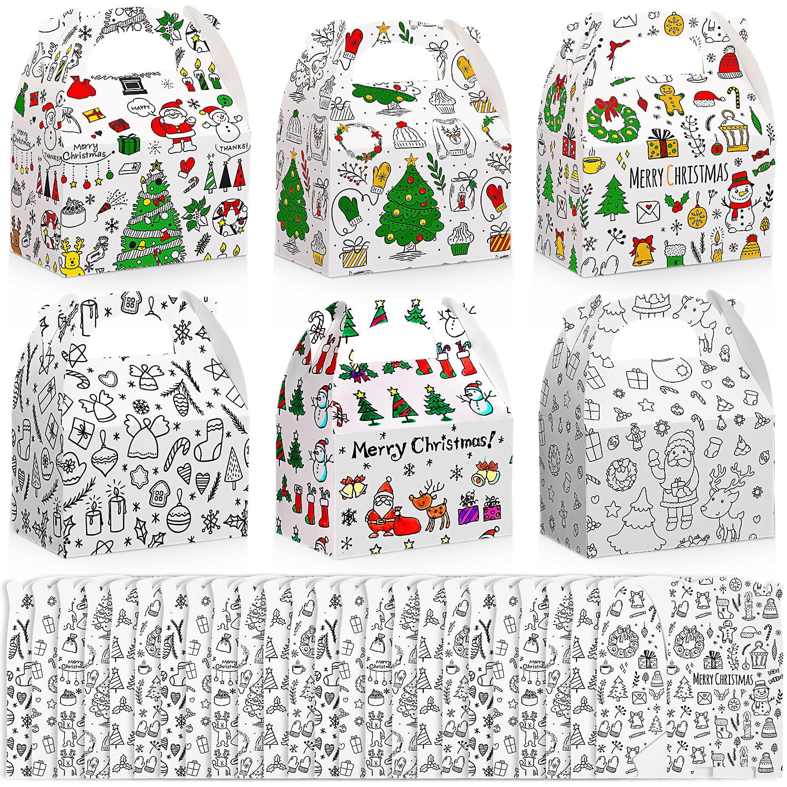 Watersay 24 Pcs Coloring Christmas Gift Boxes Treat Xmas Color Your Own ...