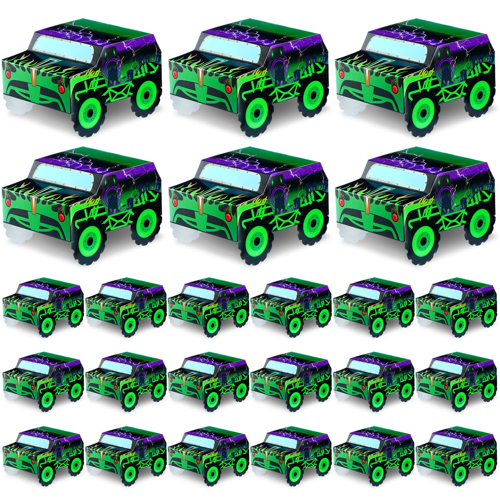 Watersay 24 Pcs Monster Truck Party Decorations Food Boxes Race Car ...
