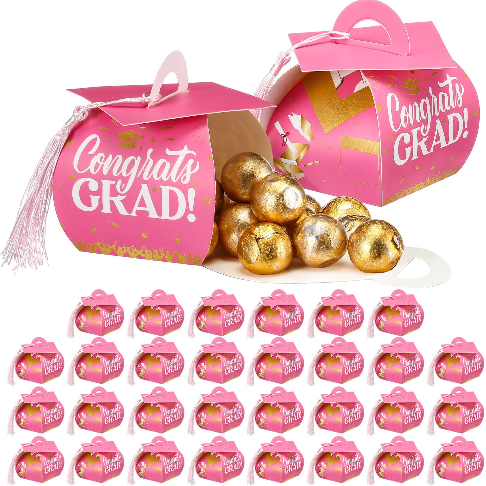 Watersay 30 Pcs Graduation IFF17 Cap Candy Box with Tassel Graduation ...