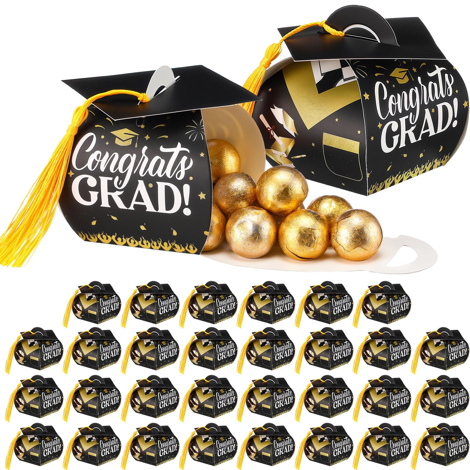 Watersay 30 Pcs Graduation RRF12 Cap Candy Box with Tassel Graduation ...