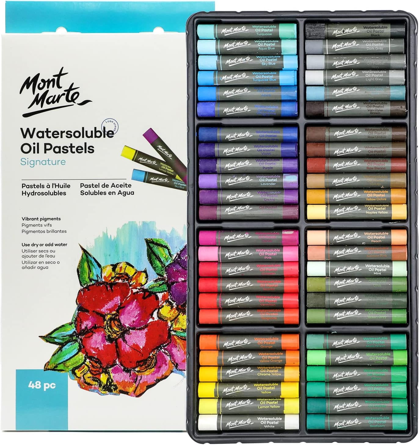 Watersoluble Oil Pastels Signature 48pc, 48 Assorted Colors, Great ...