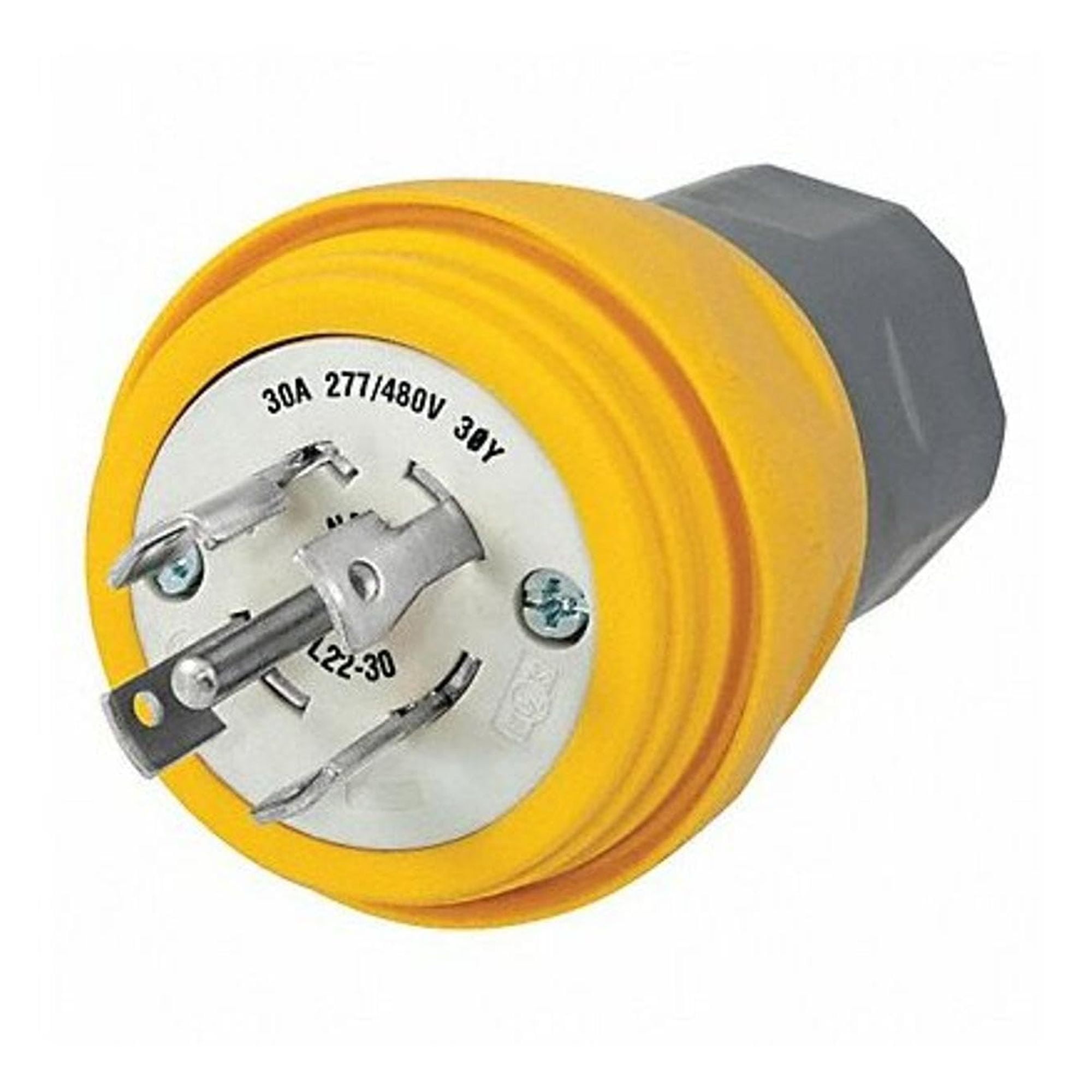 Watertight Devices, Twist-Lock Plug, 30A, 3 Phase WYE 277/480V AC, 4 ...