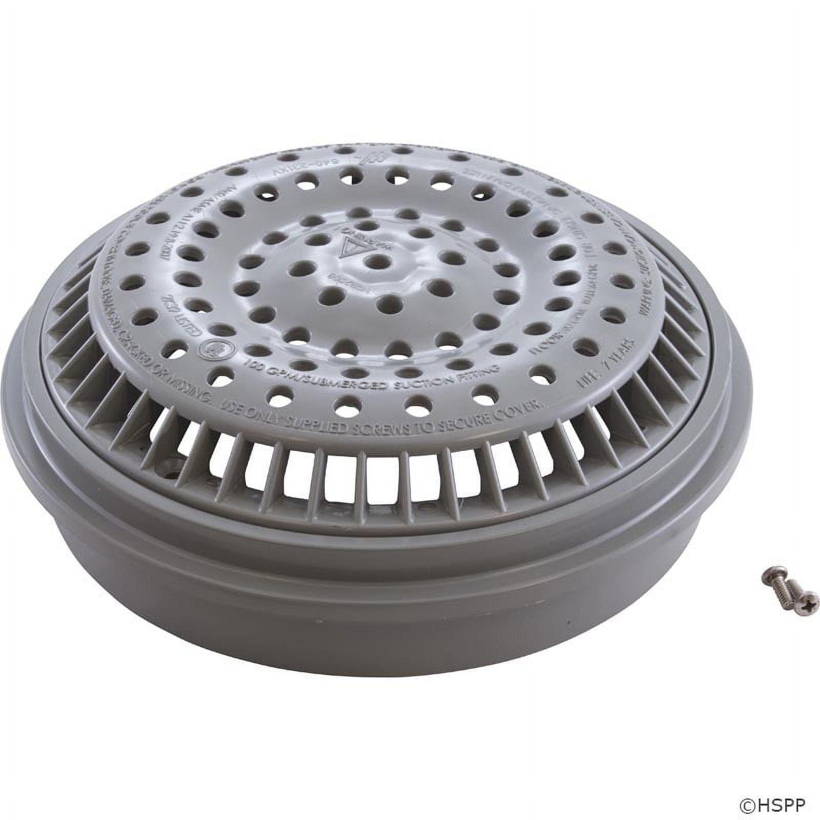 Waterway 640-2347 V 8" Round Main Drain Grate with Long Coller - Gray ...