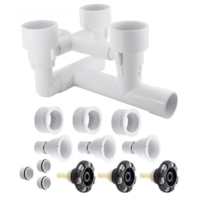 Waterway WW2103520G 7 in. Gunite Power Seat Kit 3 Jet Manifold with ...