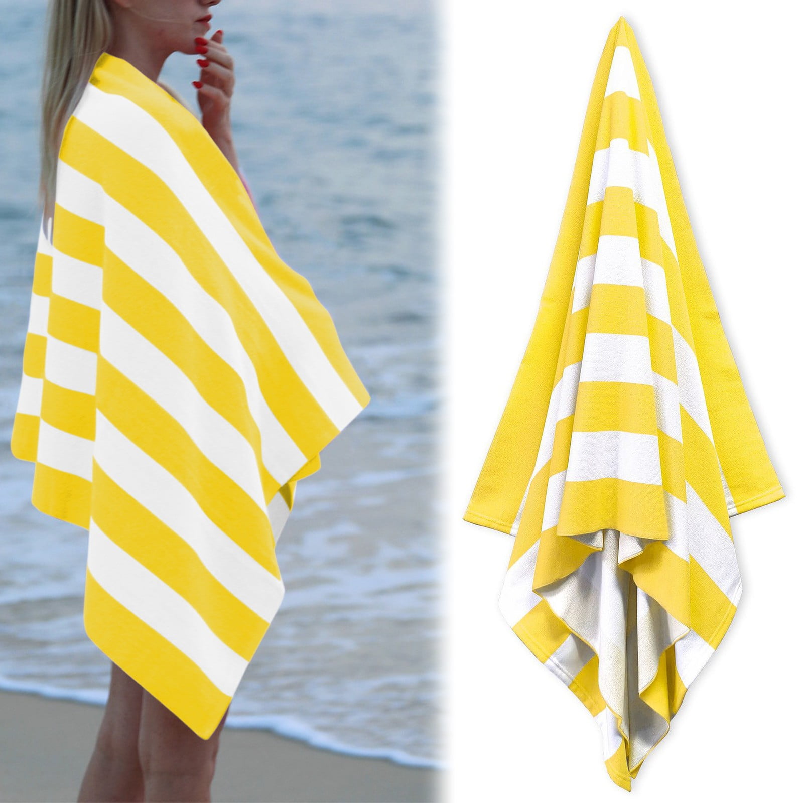 Luxury Hotel-Style Bath Towel - Yellow - Cotton Oversized Beach Towel ...