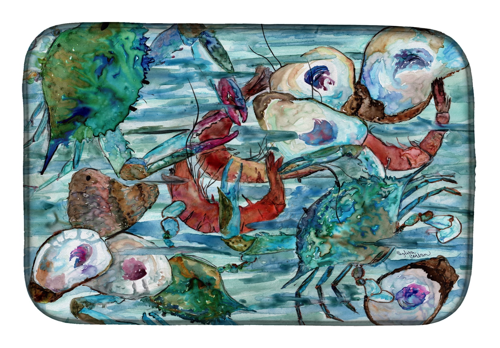 Watery Shrimp, Crabs and Oysters Dish Drying Mat - Walmart.com
