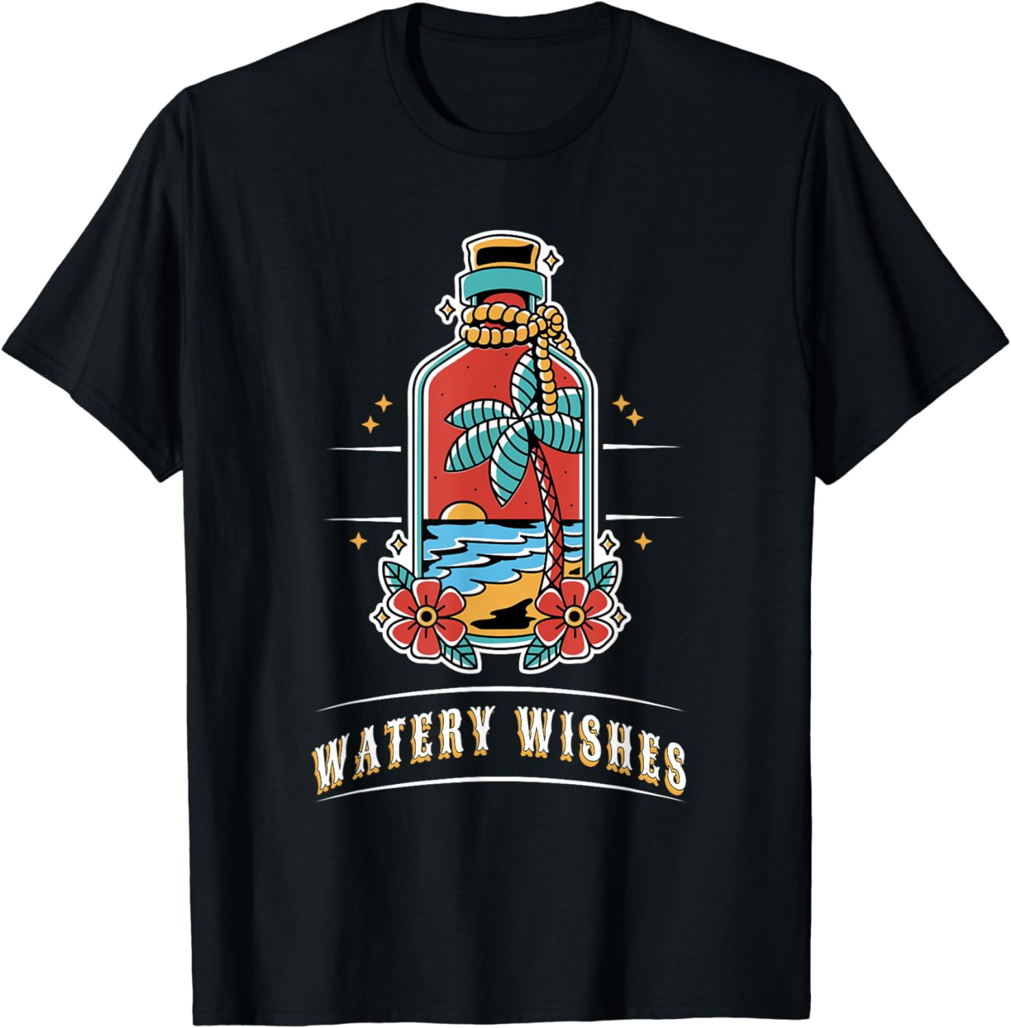 Watery Wishes Cool Beach In A Bottle Designs Present T-Shirt - Walmart.com