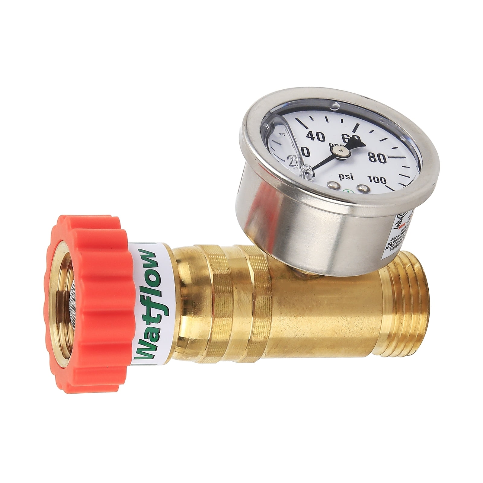 Watflow Lead-Free Brass Water Pressure Regulator with Gauge for RV ...