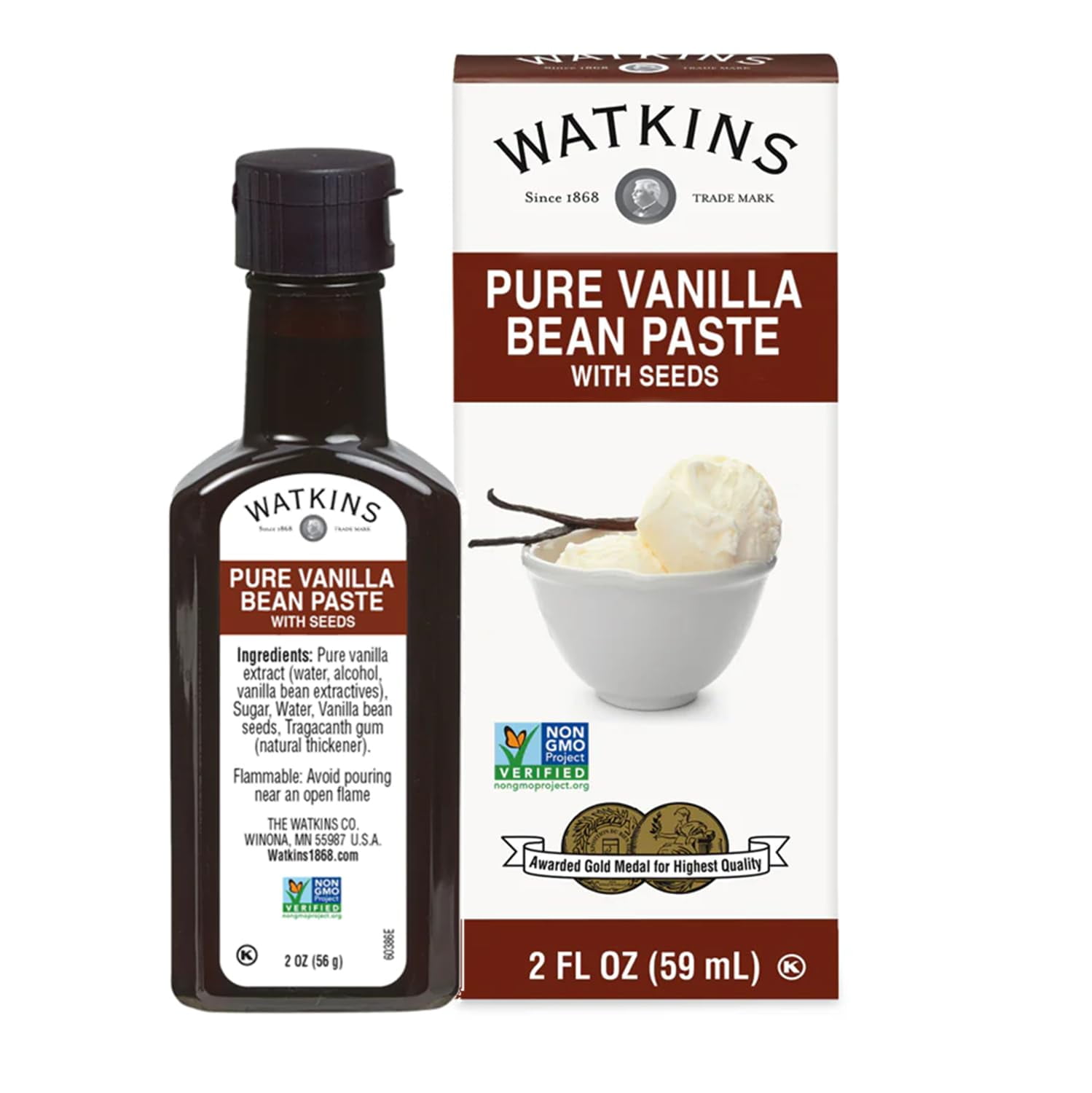 Watkins All Natural Original DEF29 Gourmet Pure Vanilla Bean Paste, 2 ...