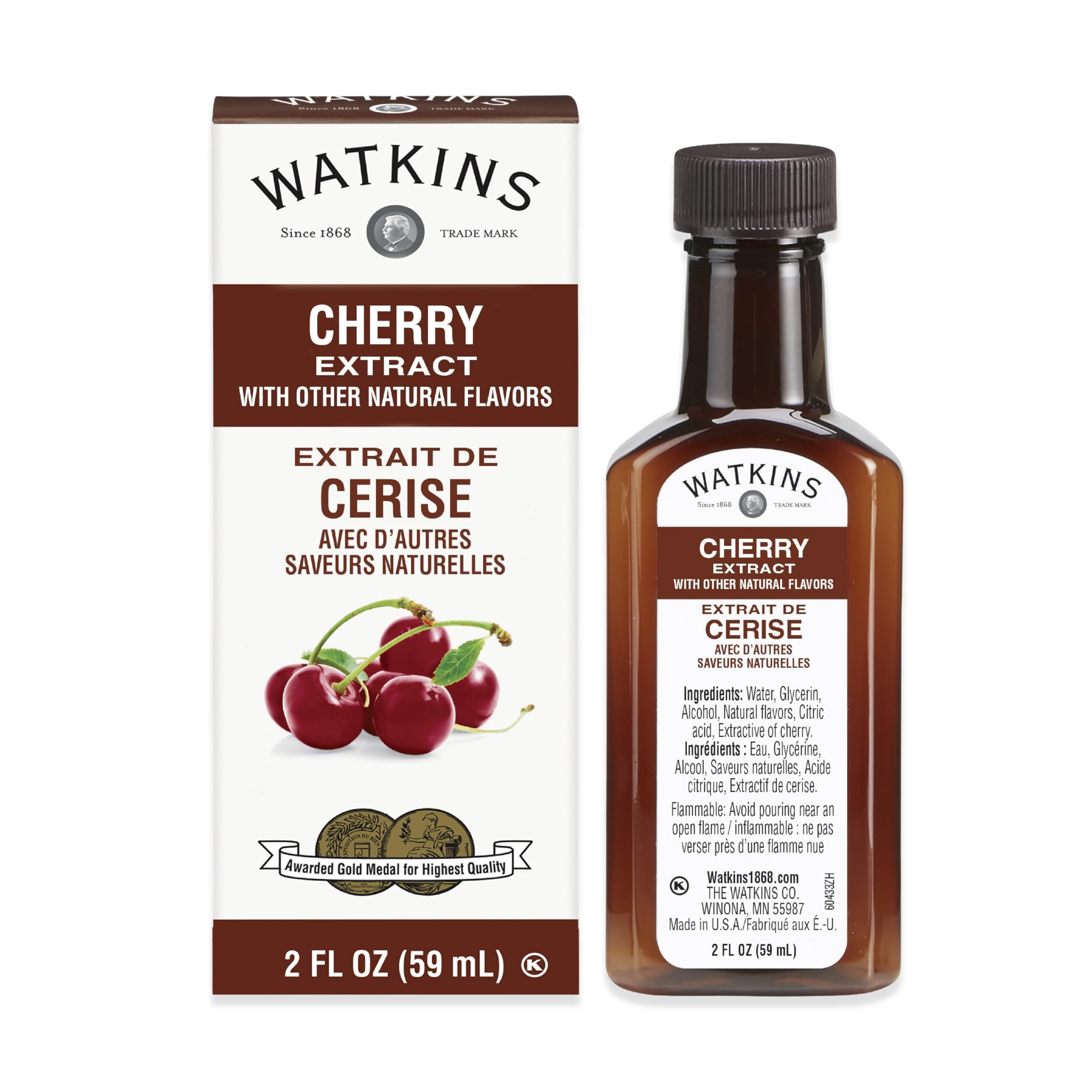 Watkins Cherry Extract with BDF32 other Natural Flavors, 2 oz. Bottles ...