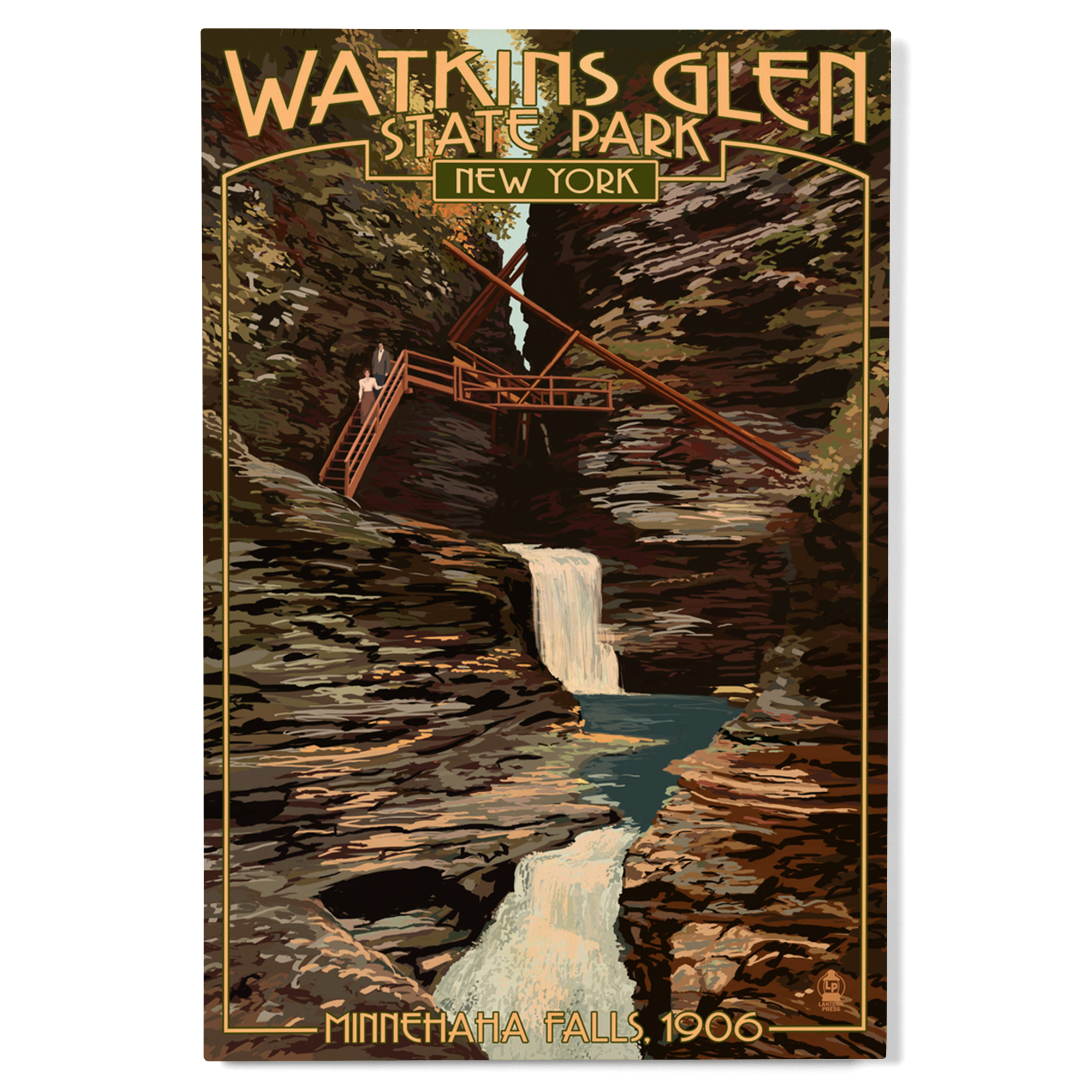 Watkins Glen State Park, New York, Minnehaha Falls Birch Wood Wall Sign ...