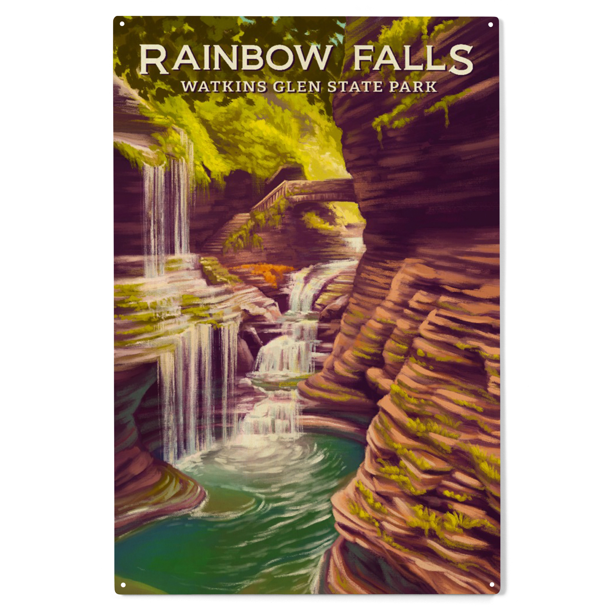 Watkins Glen State Park, New York, Oil Painting, Rainbow Falls Birch ...