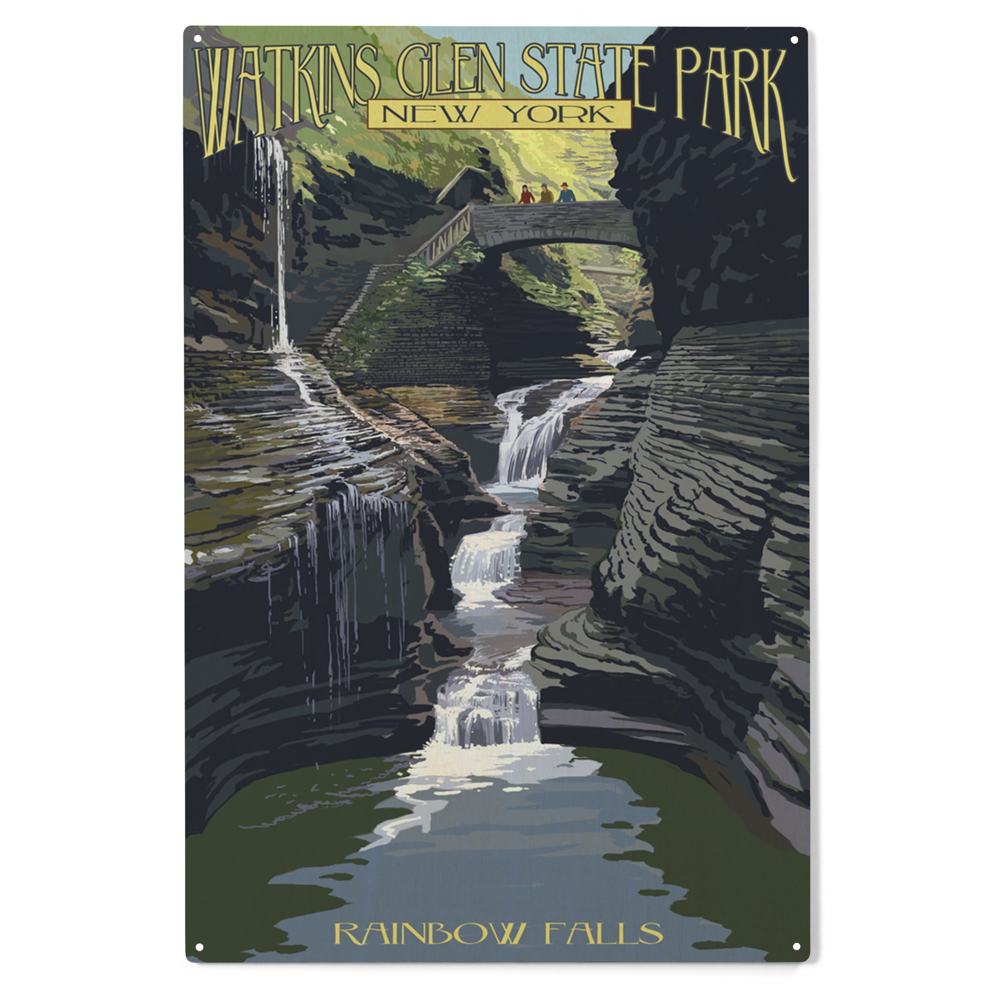 Watkins Glen State Park, New York, Rainbow Falls Birch Wood Wall Sign ...