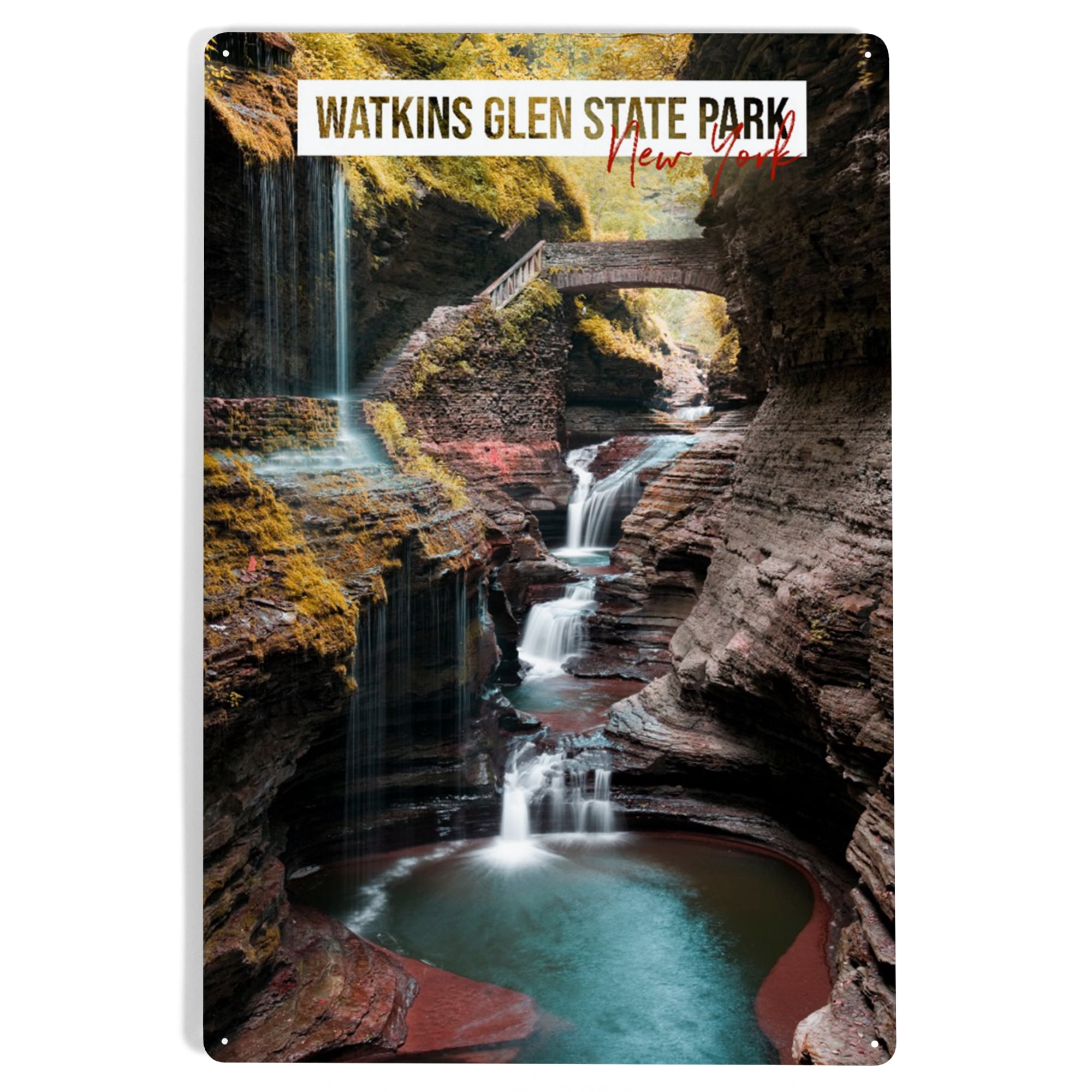 Watkins Glen State Park, New York, Waterfall (12x18 Aluminum Art ...