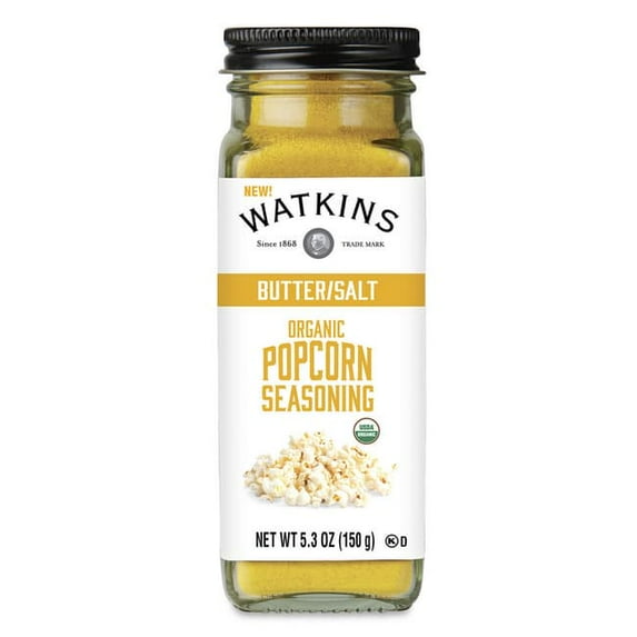 Watkins Butter/Salt Popcorn Seasoning, 5.3 oz Jar, Low-Calorie Snack ...