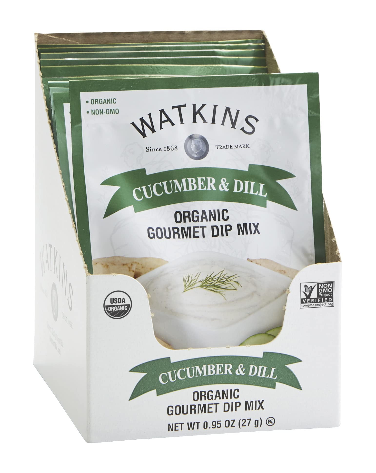 Watkins Organic Gourmet Dip Mix, Cucumber & Dill, 0.95 oz, Pack of 12 ...