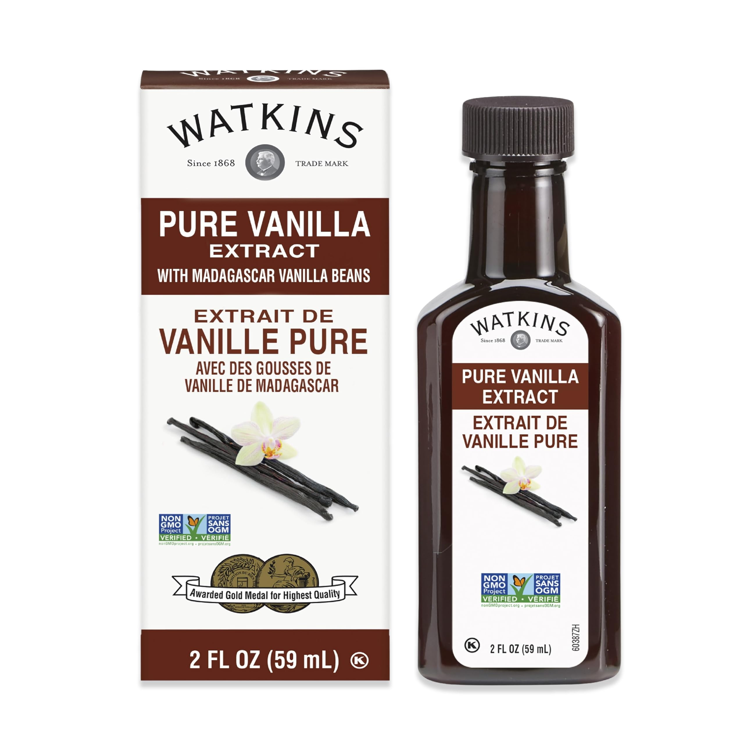 Watkins Pure Vanilla Extract, DEF29 with Madagascar Vanilla Beans, Non ...