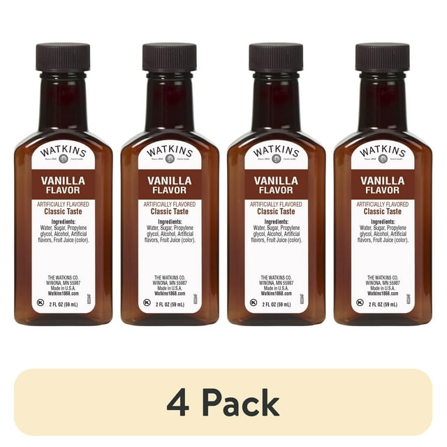 (4 pack) Watkins Vanilla Flavor, 2 fl oz (Baking Extract, Plastic ...