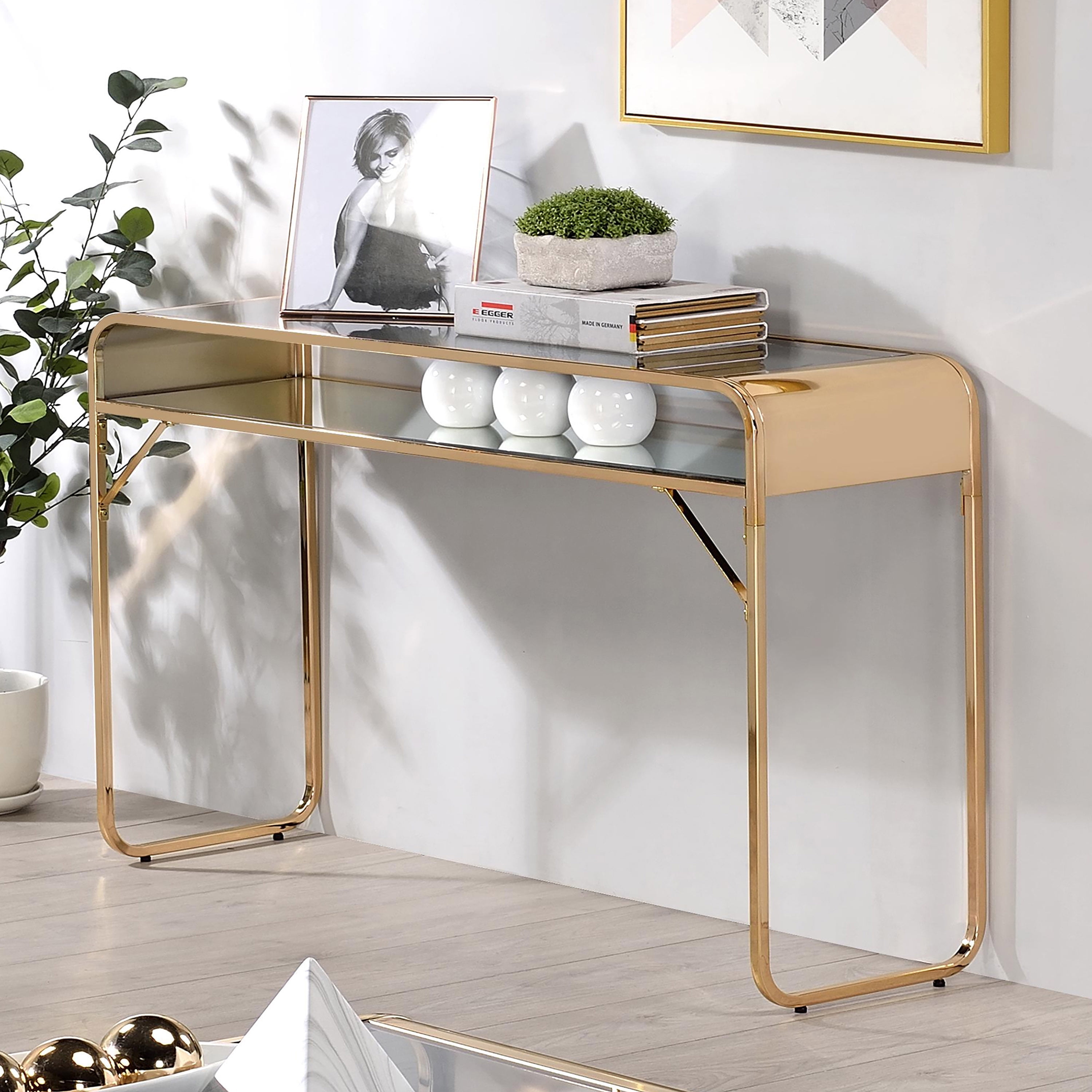Watler 1-Shelf Metal Console Table, Gold - Walmart.com