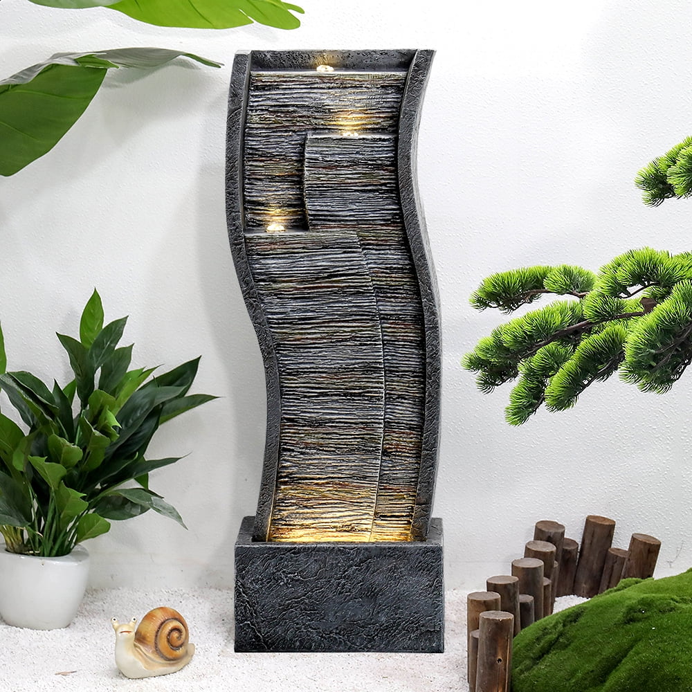 Watnature 3-Tier Indoor/Outdoor Electric Waterfall with LED Lights ...