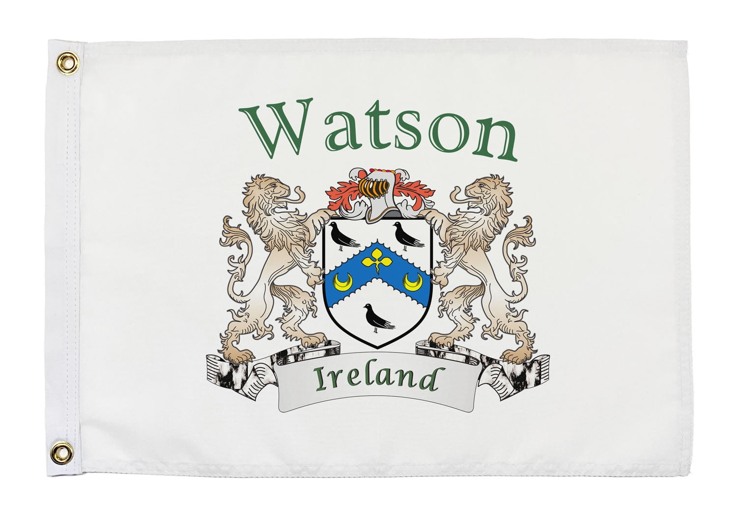 Watson Irish Coat of Arms Small White Flag - 16"x10.5" inches - Walmart.com