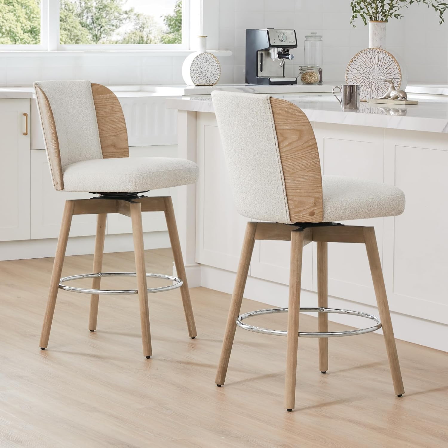 Watson & Whitely Counter Height Bar Stools Set of 2, 360° Swivel ...