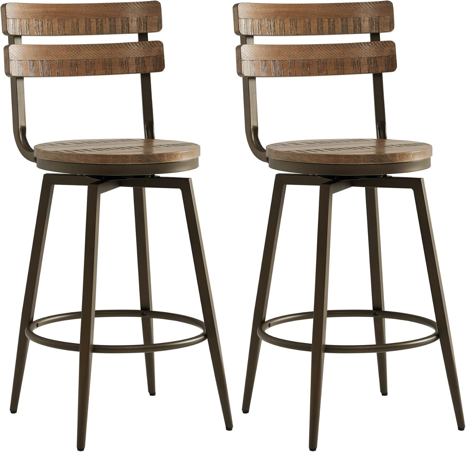 Watson & Whitely Swivel Bar Stools with Detachable Back, 26” Counter ...