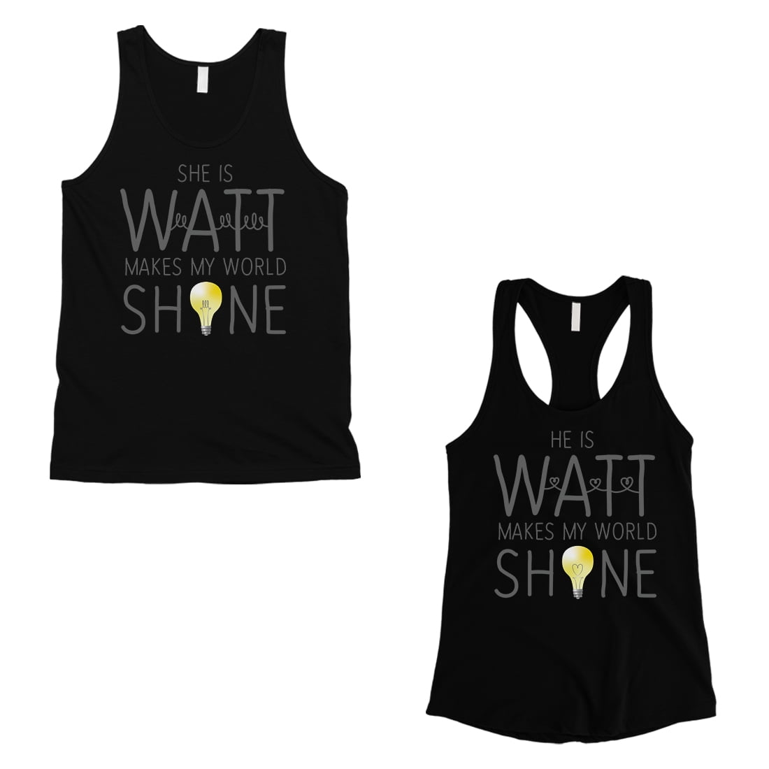 Watt World Shine Light Matching Couple Tank Tops Black Wedding Gift ...