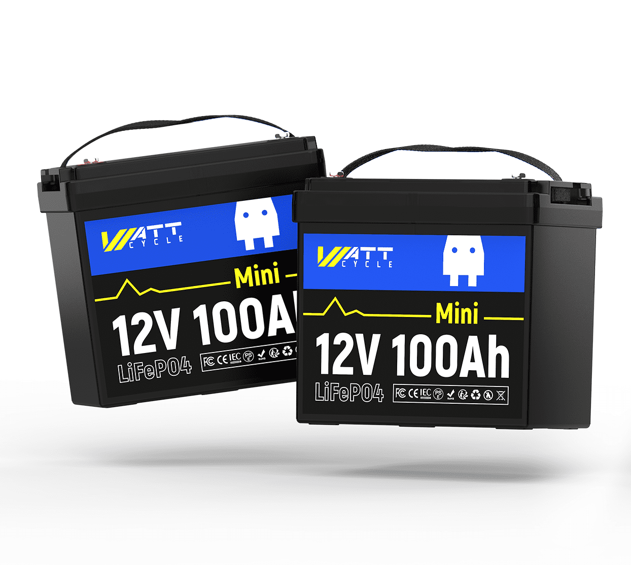 WattCycle 12V 100Ah Mini LiFePO4 Lithium Battery, 100A BMS, Low-Temp ...