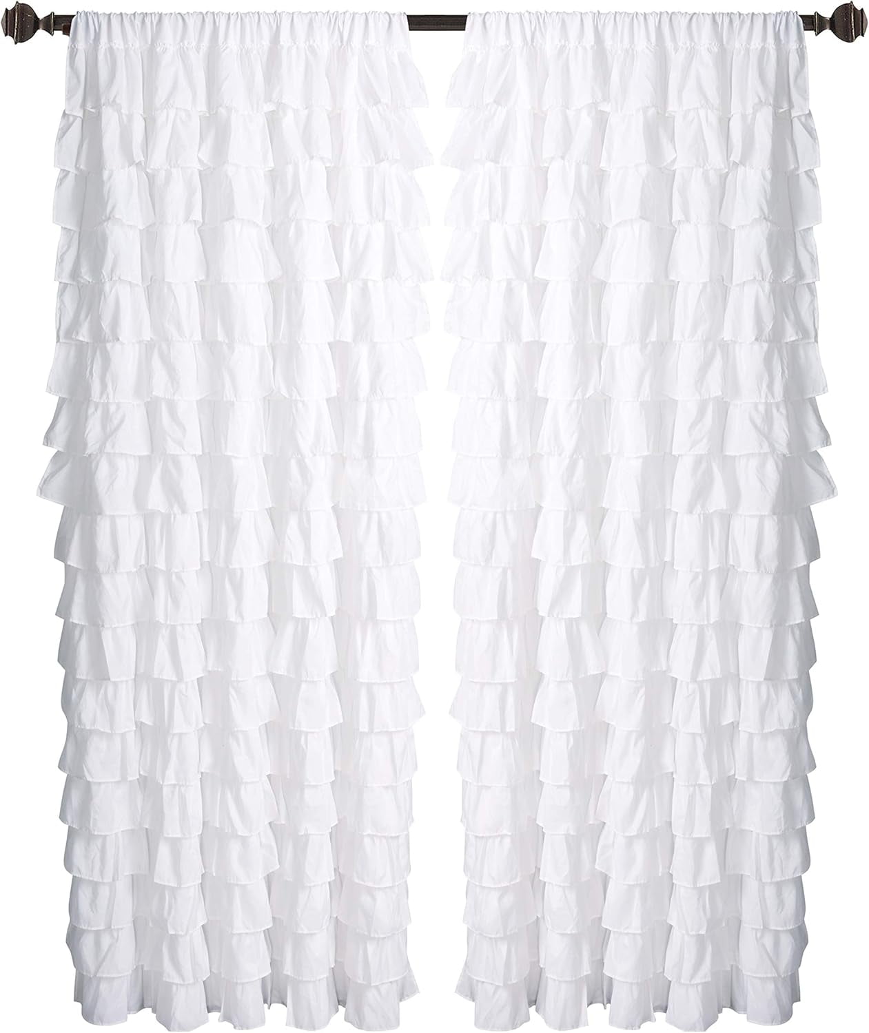 Watterfall Ruffled White Fabric Window Curtain (60" x 84") - Walmart.com