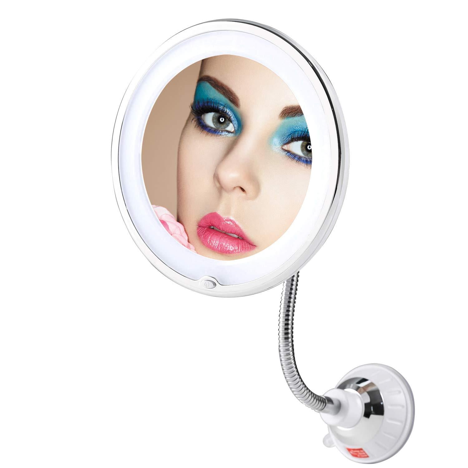 Wattne 10X Magnifying Suction Makeup Mirror, Dimmable LED Lighted Power ...