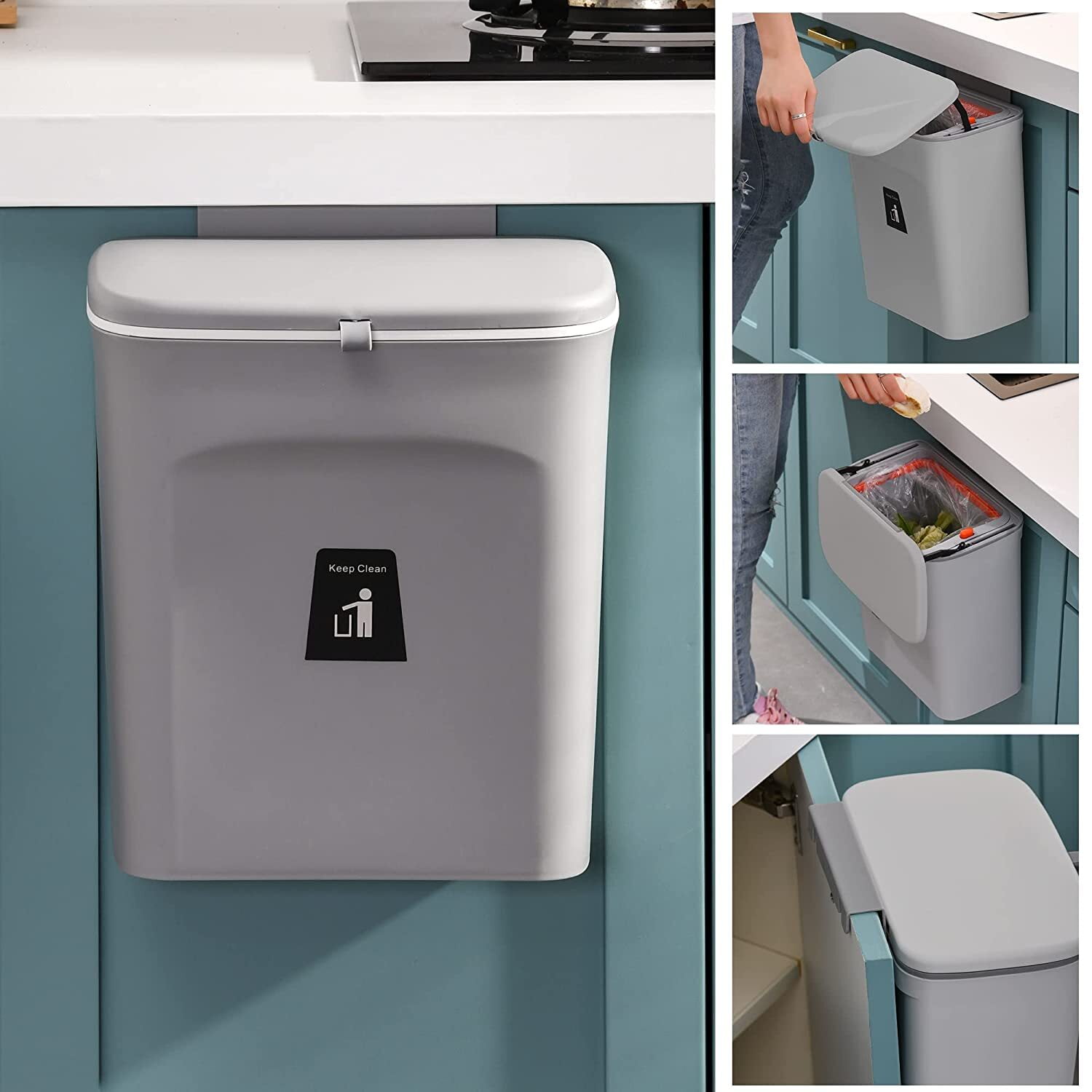 Wattne 2.4 Gallon Kitchen Compost Bin, Countertop or Under Sink ...