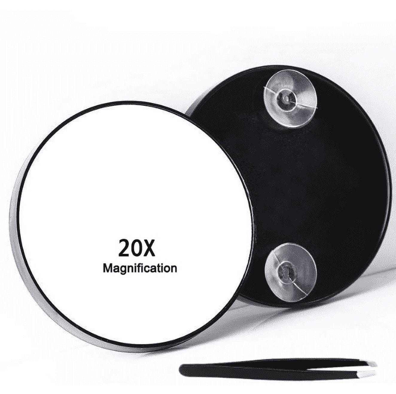 Wattne 20X Magnifying Mirror with 2 Suction Cups, 3.5 inches Magnified ...