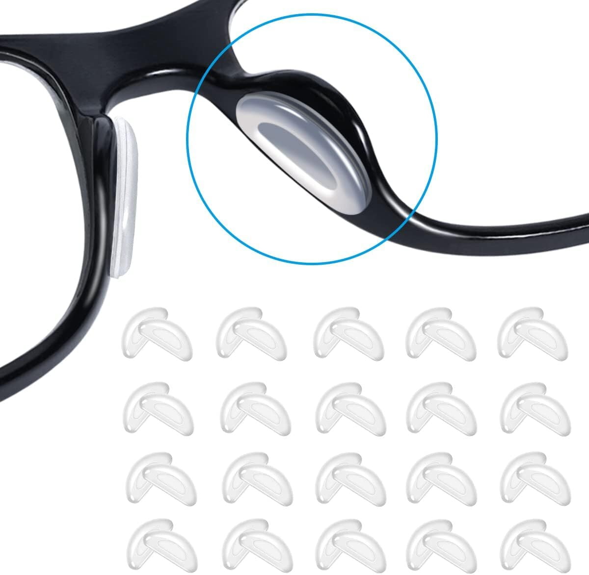 Wattne 3.2mm Clear Silicone Eyeglass Nose Pads, Anti-Slip Stick On, 20 ...