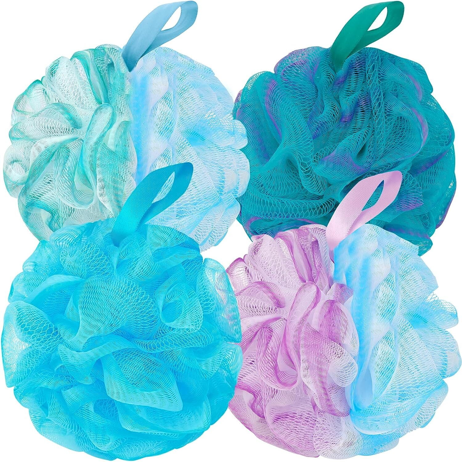 Wattne Bath Loofah Sponge Set, 75g, 4 Pack, Exfoliating Body Scrubber ...