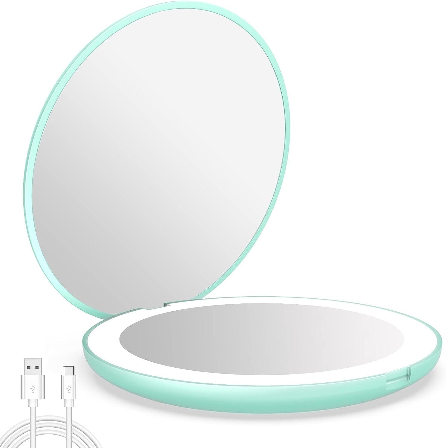 Wattne LED Lighted Travel Makeup Mirror, 1x/10x Magnification ...