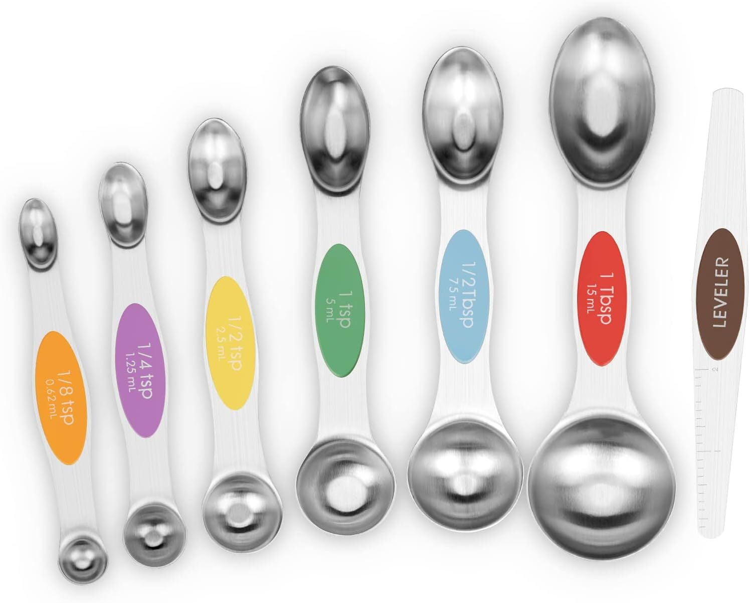 Wattne Magnetic Measuring Spoons Set Stainless Steel with Leveler ...