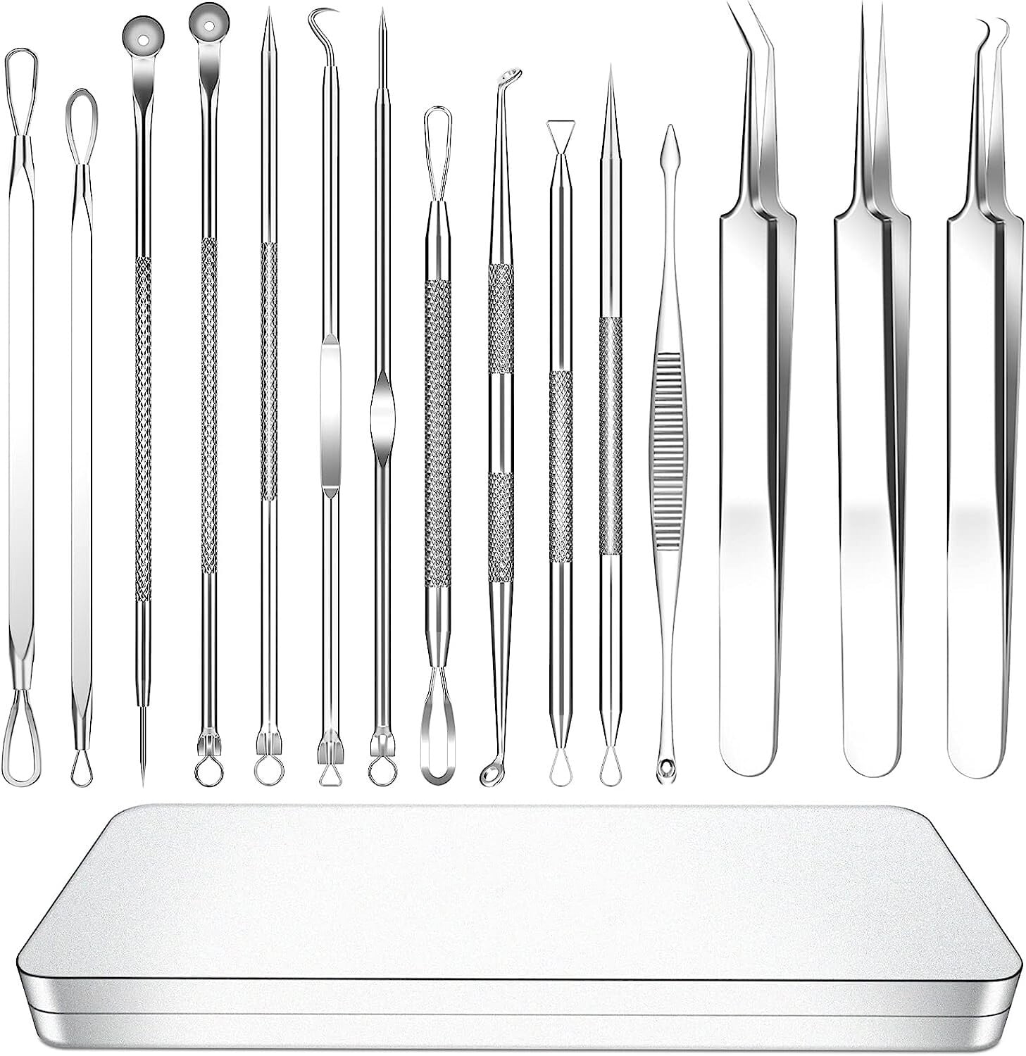 Wattne Pimple Popper Tool, 15 PCS Blackhead Remover Tools Kit, Acne ...