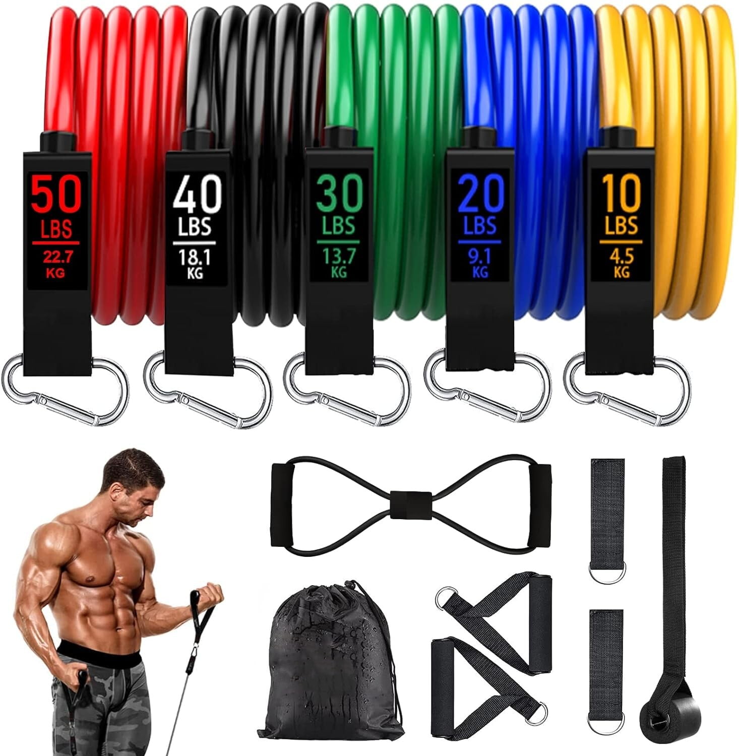 Wattne Resistance Bands, Resistance Band Set, Workout Bands, Exercise ...