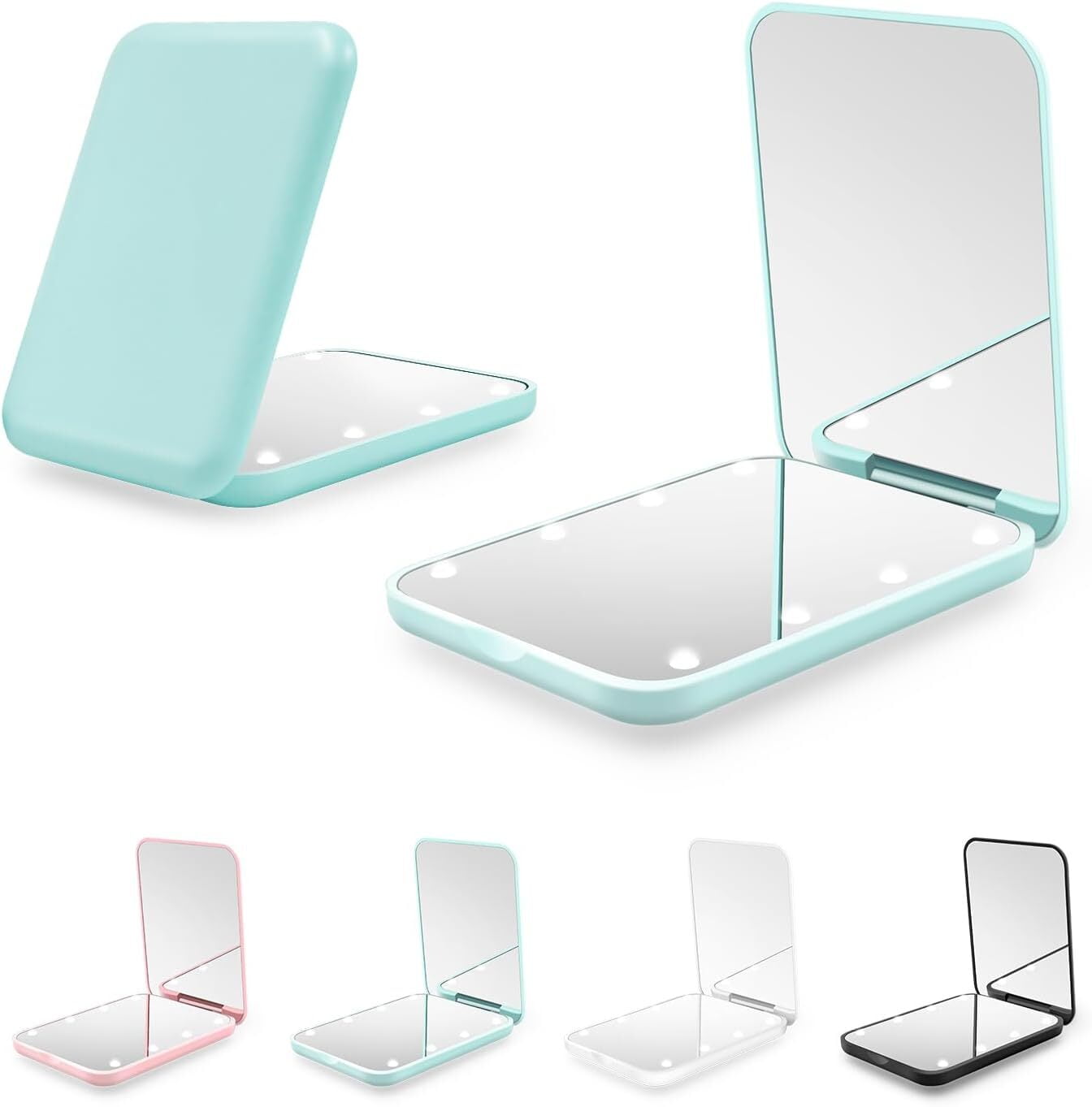 Wattne Travel Mirror with Light, 1X/2X Magnification LED Compact Mirror ...