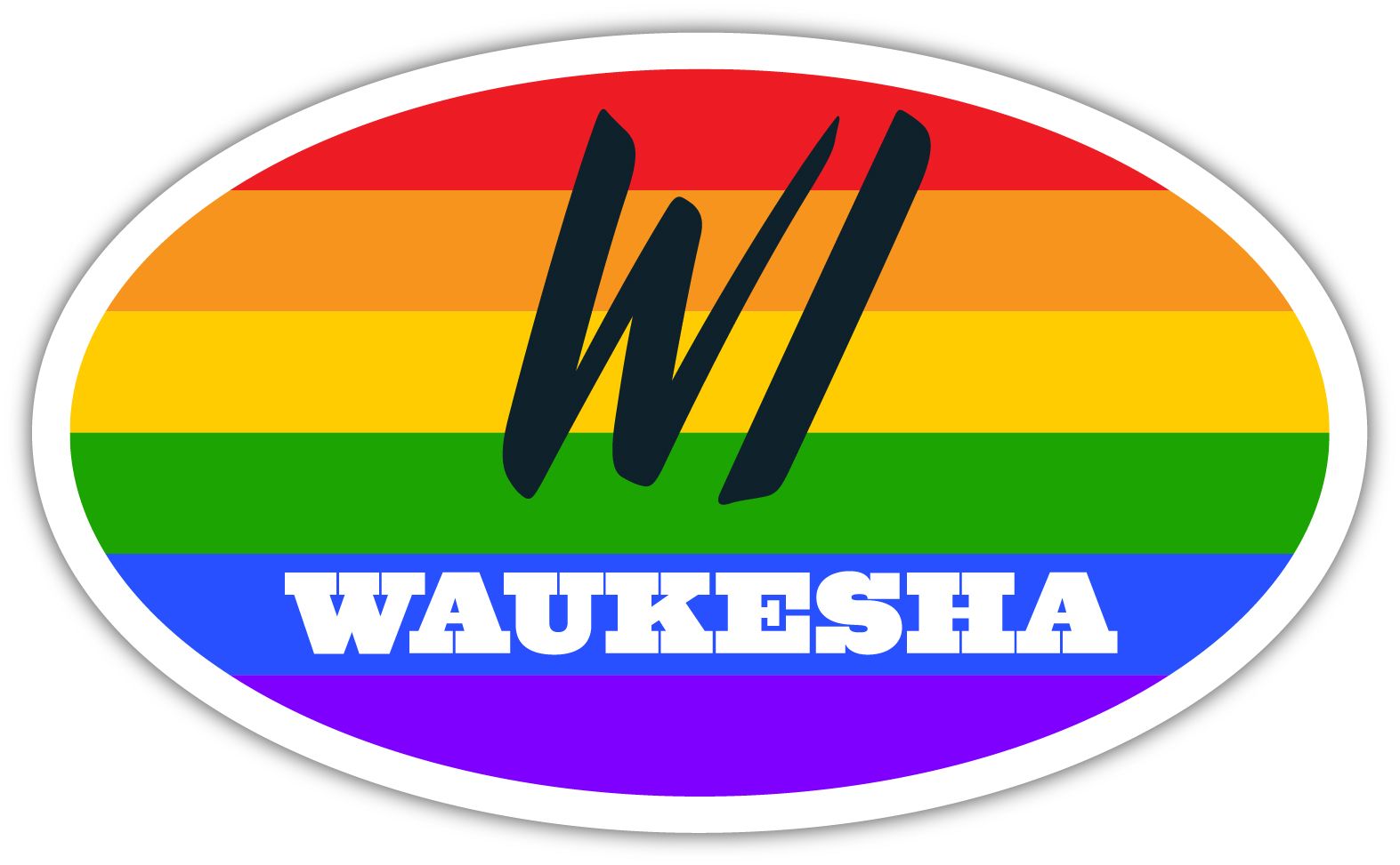Waukesha WI Wisconsin Waukesha County Rainbow Pride Flag 6 Stripes ...