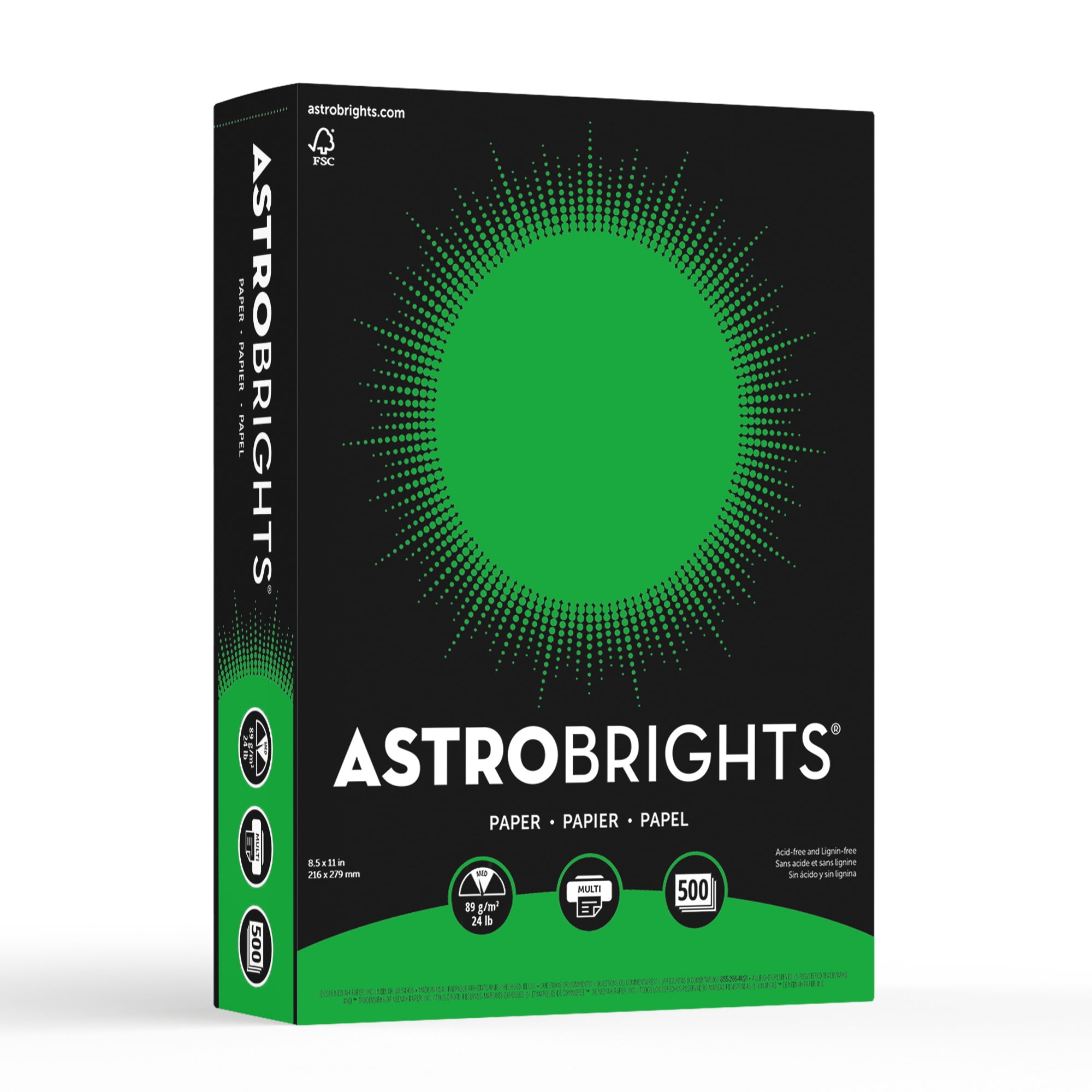 Wausau Astrobrights Paper, 24lb, 8-1/2x11, Gamma Green, Printer ...