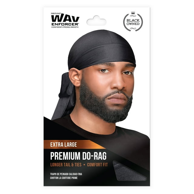 WavEnforcer Premium Black Do-Rag, Big Size, 100% Polyester, Made in ...