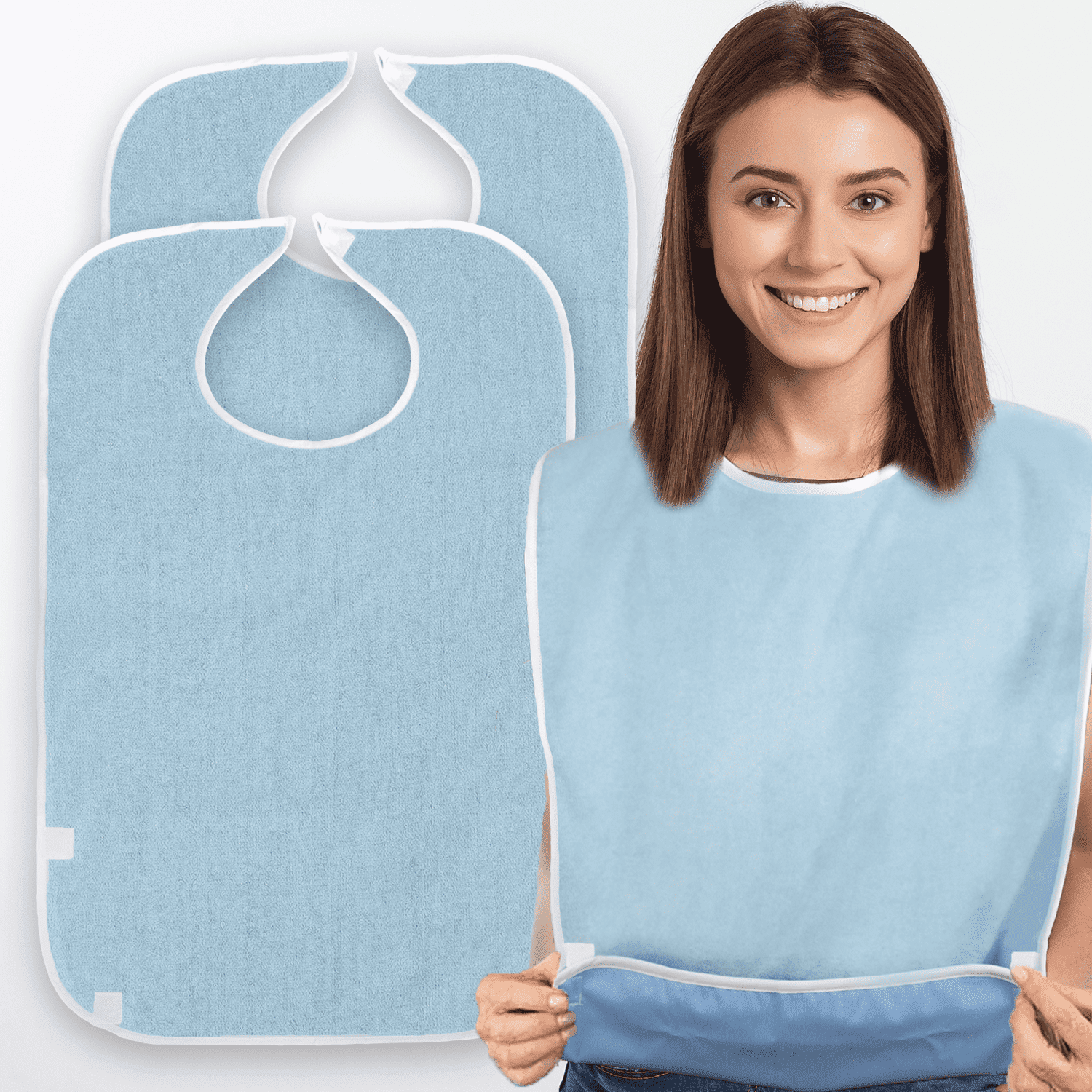 Wave Medical Products Waterproof Adult Bibs 3 Pack Terry Cloth with ...