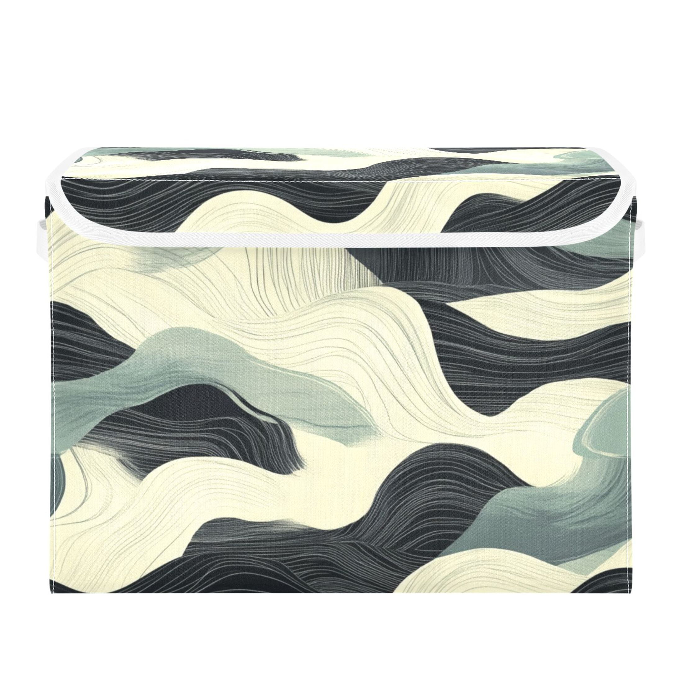 Wave Abstract Art Large Storage Bins with Linen Collapsible Lid Storage ...