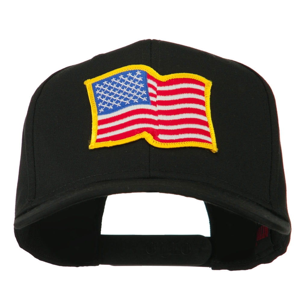 Wave American Flag Patched High Profile Cap - Black OSFM - Walmart.com