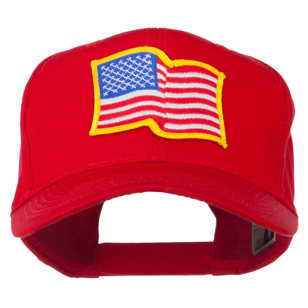 Wave American Flag Patched High Profile Cap - Red OSFM - Walmart.com