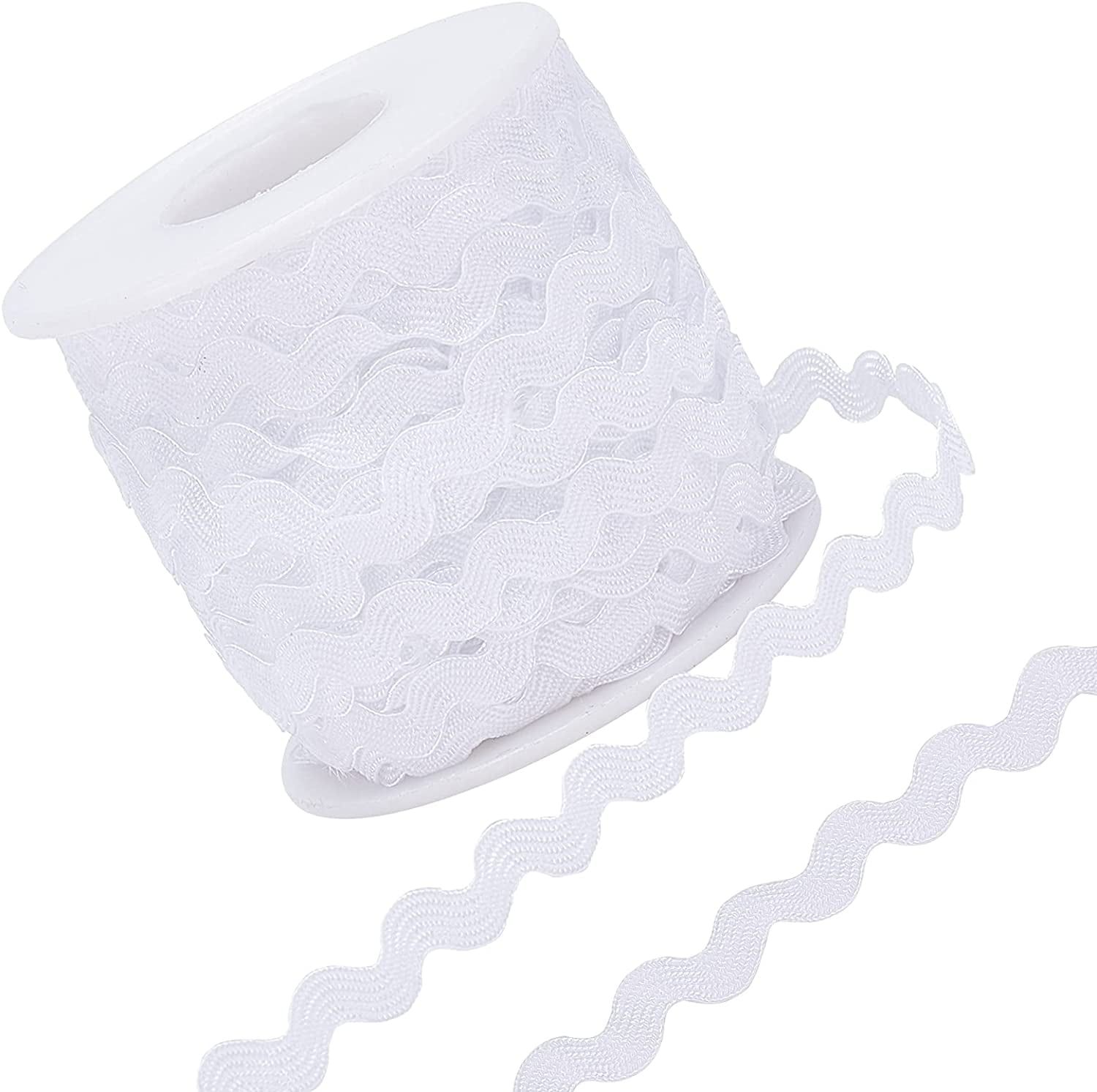 Wave Bending Fringe Trim Sewing Ribbon with Plastic Empty Spools White ...