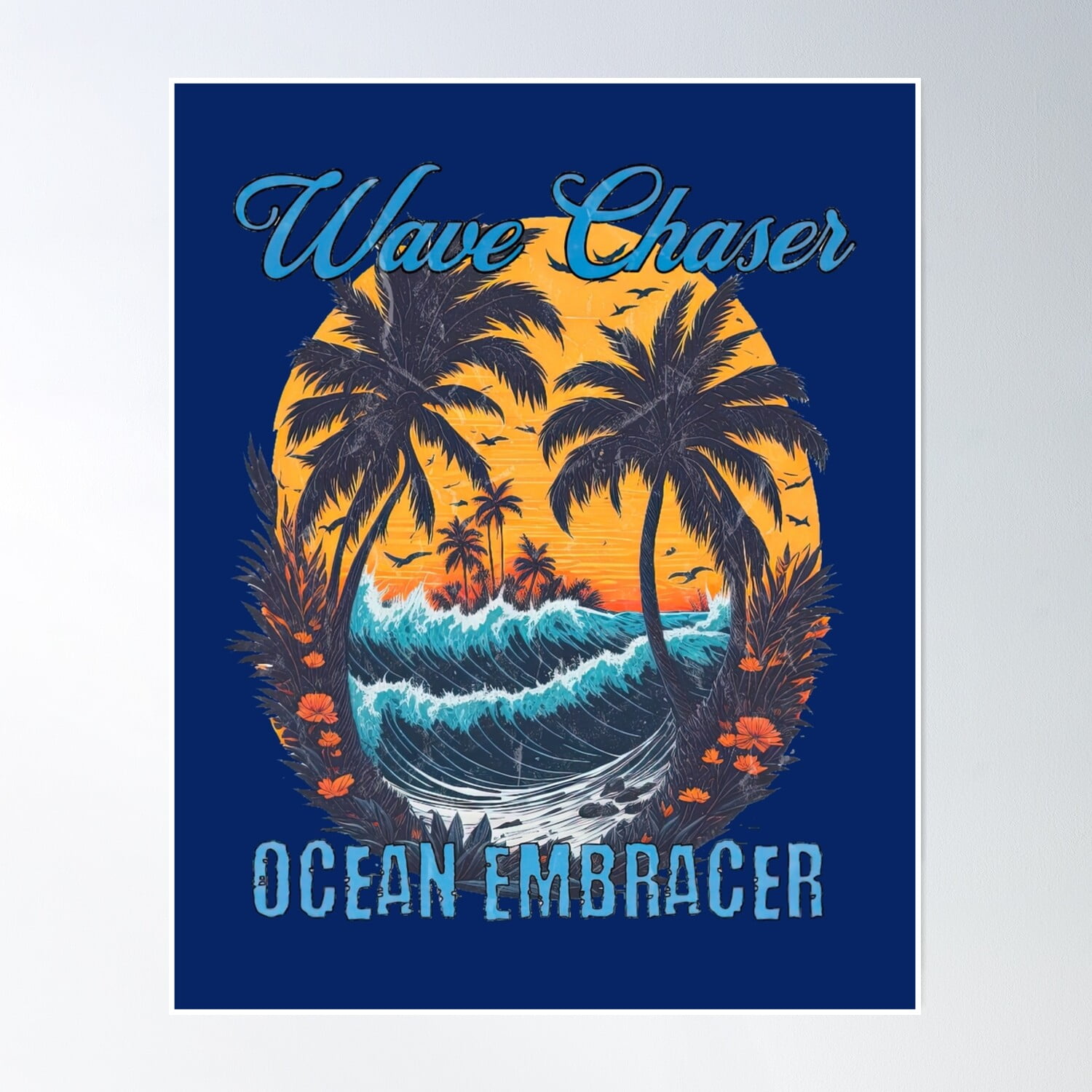 Wave Chaser, Ocean Embracer Surf Design Poster Wall Art, Modern Wall ...