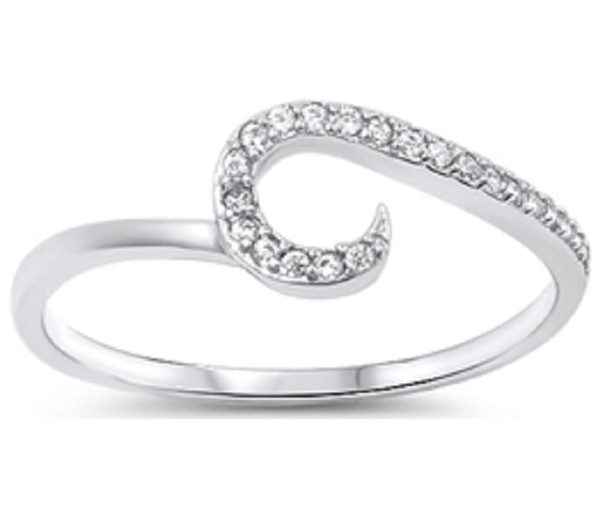 Wave Cubic Zirconia Ring Sterling Silver 925 - Walmart.com